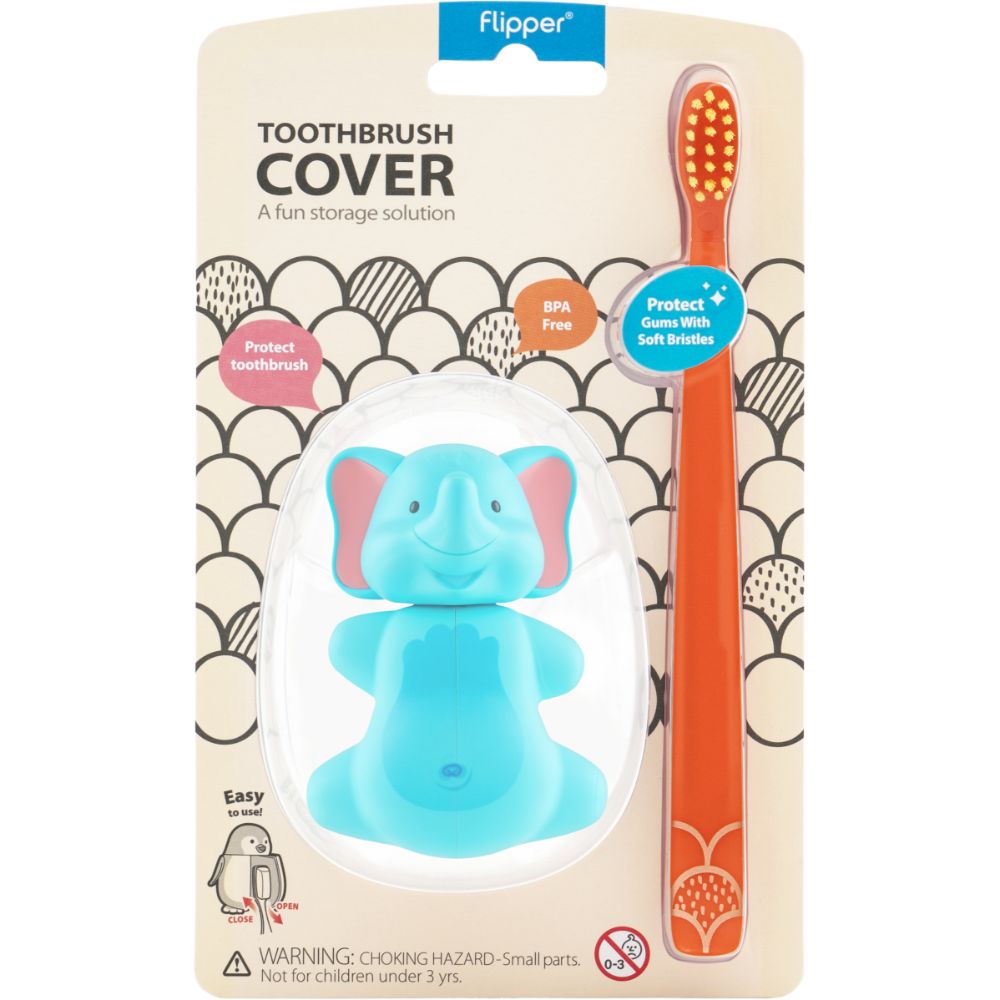 Filpper - Fun Animal Toothbrush W/ Holder for Kids - Elephant | Jomla.ae