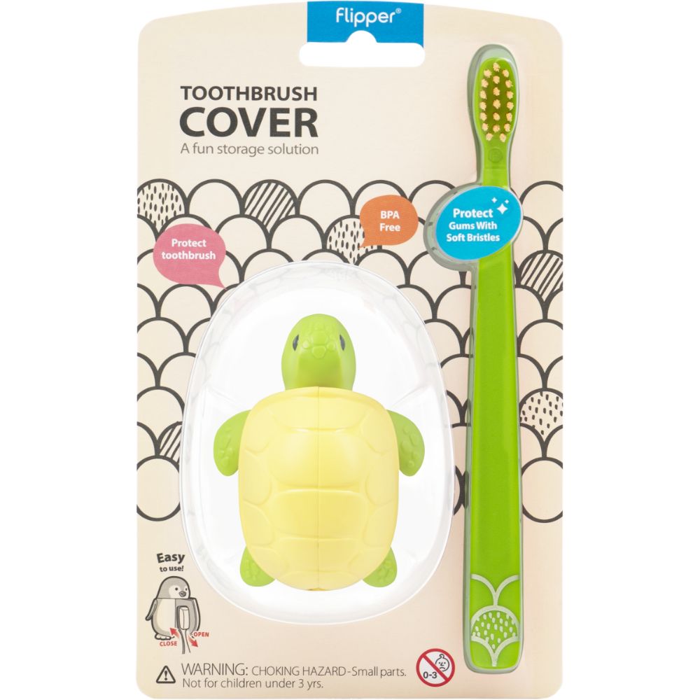 Filpper - Fun Animal Toothbrush W/ Holder for Kids - Turtle | Jomla.ae