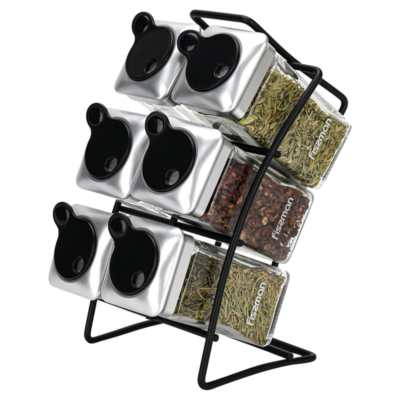 Order Fissman - Glass Condiments w/ Stand - 6Pc - Transparent/Black Now ...