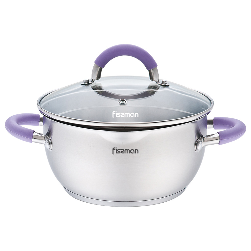 Fissman - Stainless Steel Stockpot Annette w/ Glass Lid - 24x12x5cm - 4.7L | Jomla.ae