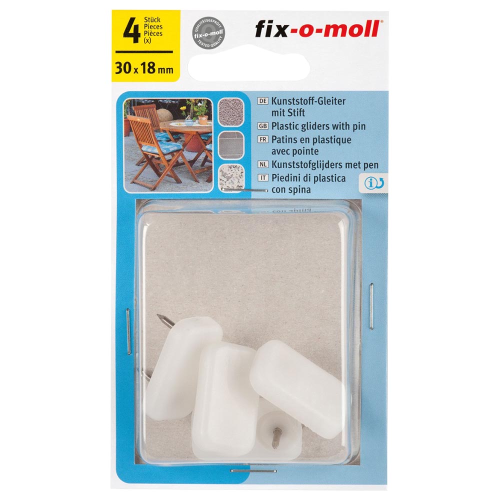 Order Fix-o-Moll Plastic Gliders With Pin White 18mm Now! | Jomla.ae