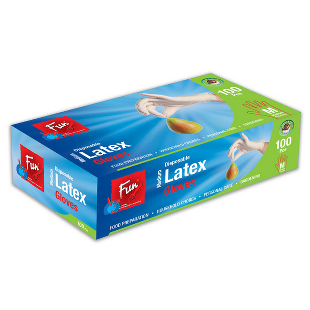 Order Fun - Medium, Latex Gloves With Powder 100pcs Now! | Jomla.ae