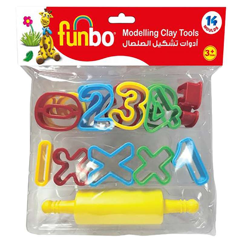 Funbo - Modelling Clay Tools 14 Numeric Letter + 1 Roller | Jomla.ae