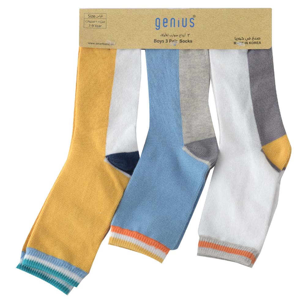 Order Genius - 3pc-Set - Boys Colour blocked Socks Now! | Jomla.ae