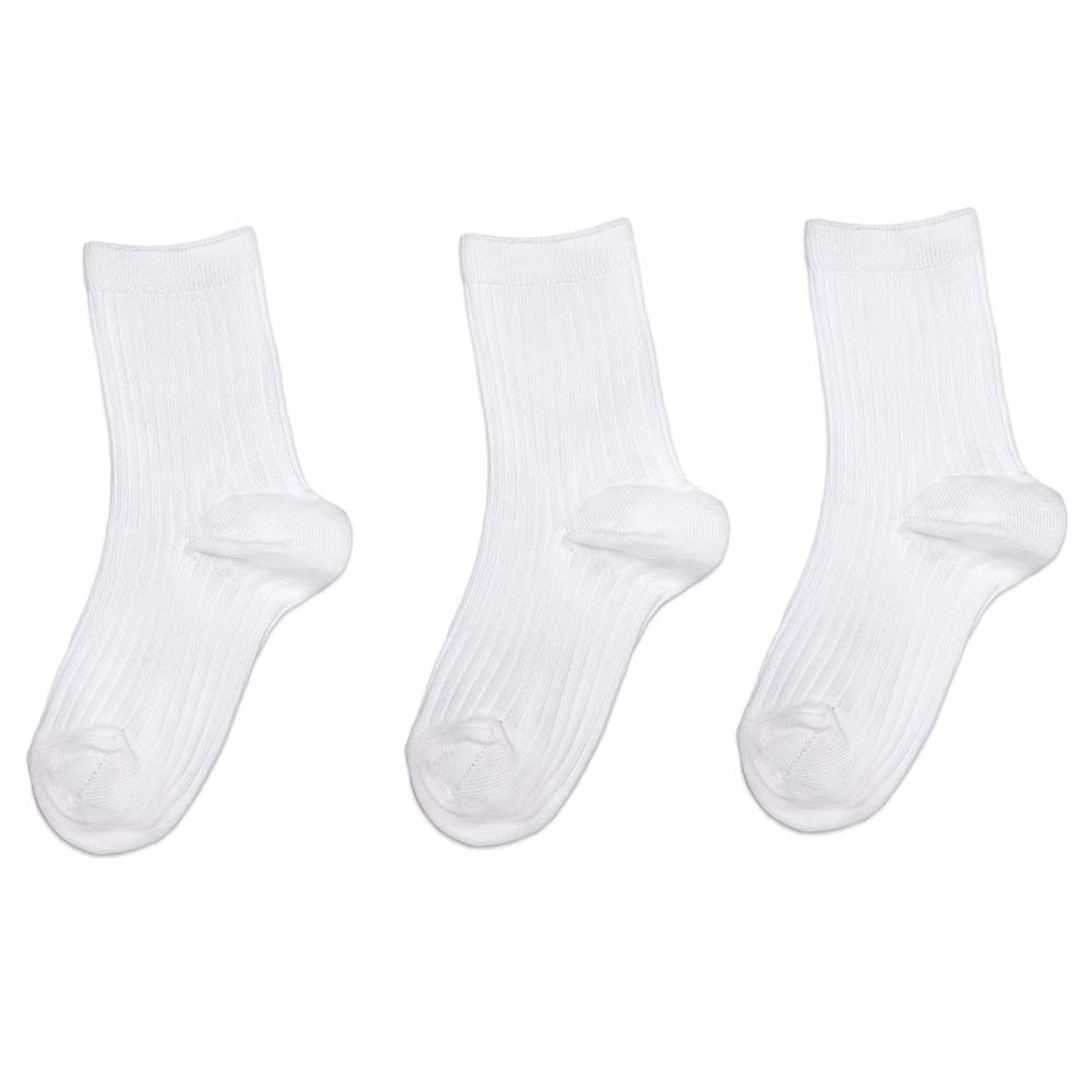 Order Genius - Boys Rib Socks - Pack Of 3 - White Now! | Jomla.ae
