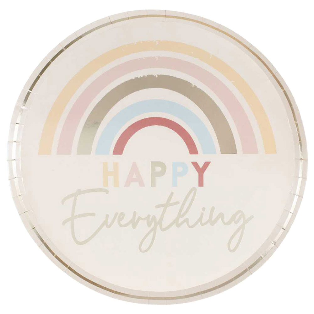 Ginger Ray - Happy Everything Natural Rainbow Plates | Jomla.ae