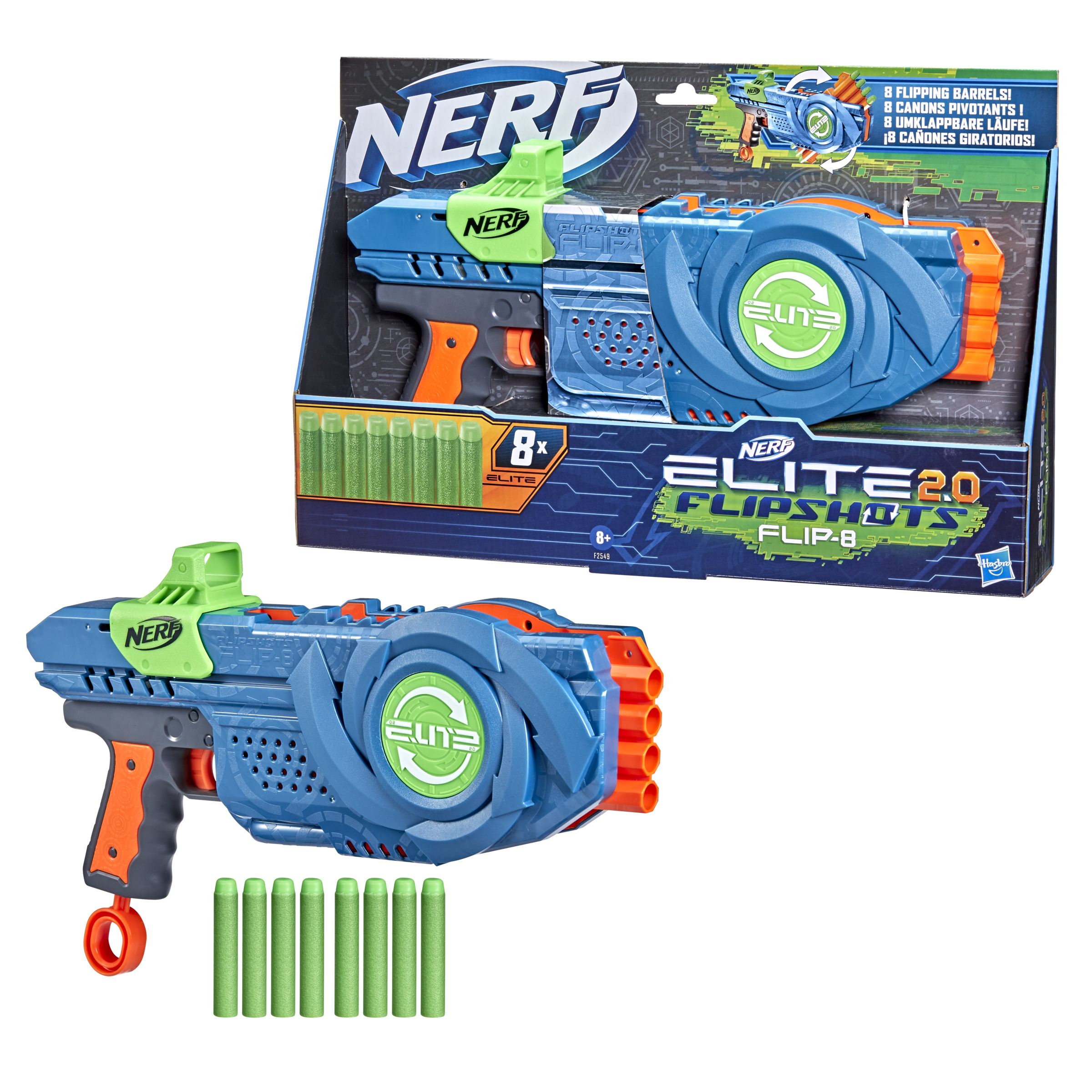 Order Hasbro - Nerf Elite 2.0 Flipshots Flip 8 Blaster w/ 8 Dart Barrels Now! | Jomla.ae