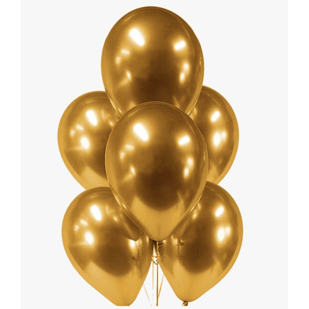 Helium Inflated Latex Balloons 6pcs - Gold Chrome | Jomla.ae