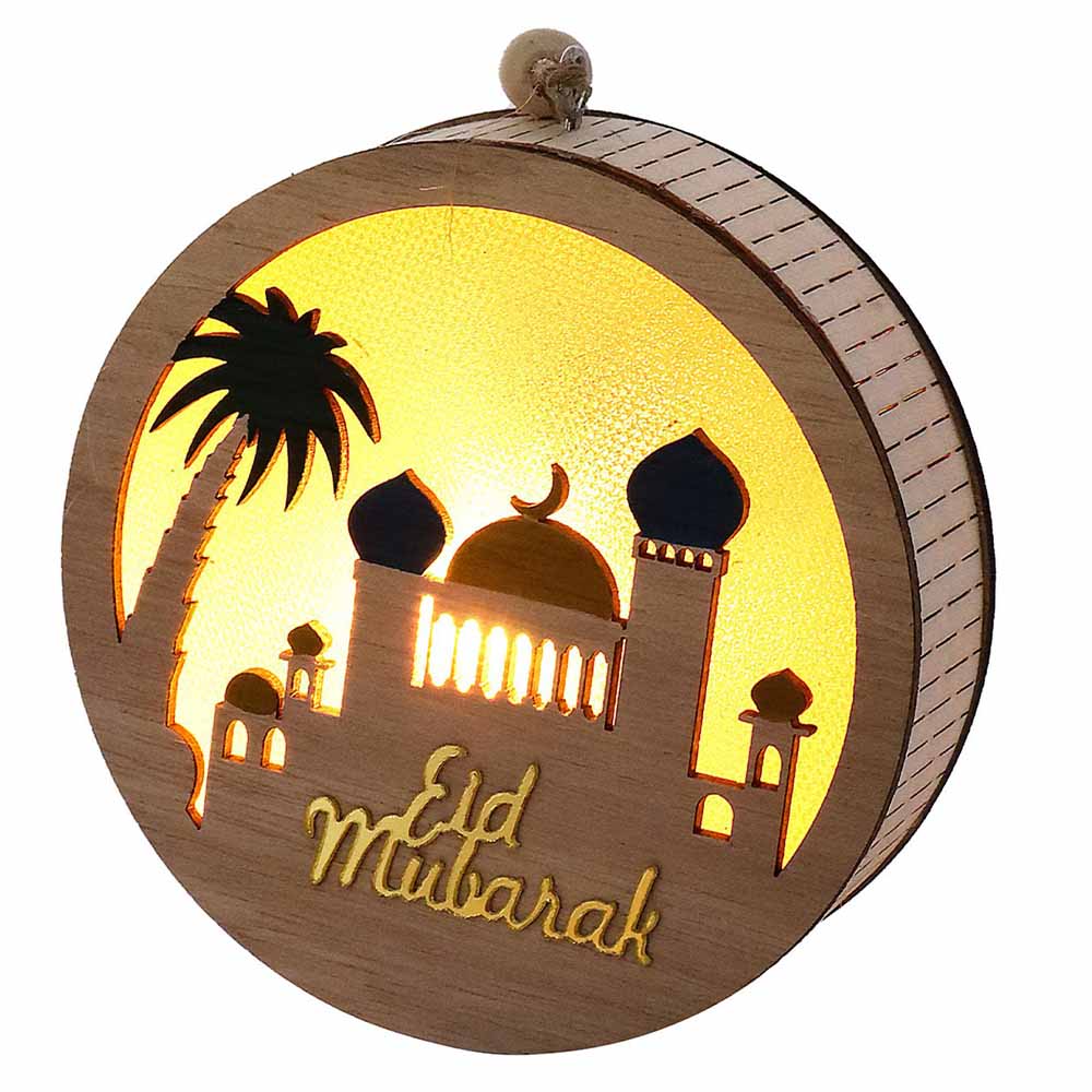 Order Highland - Wooden Round LED Eid Mubarak Light Decorations Now ...