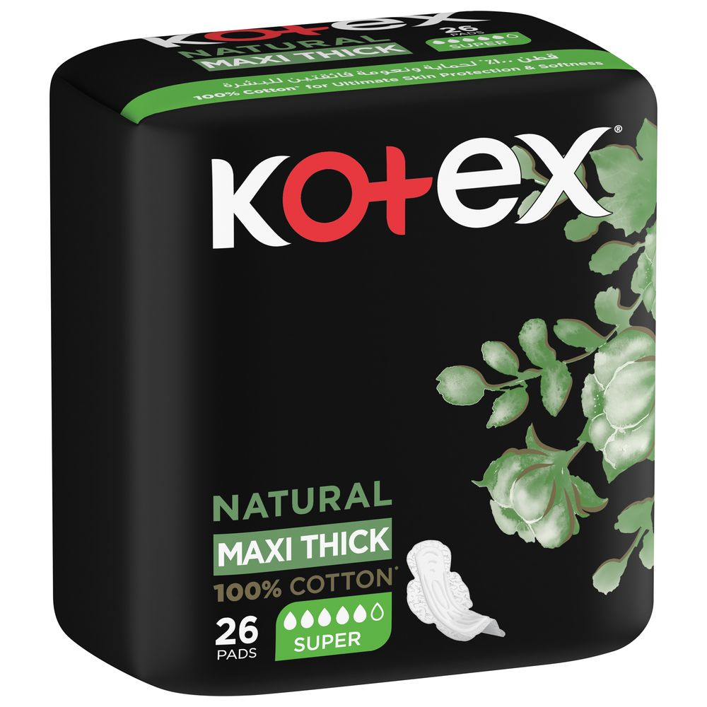 Order Kotex - Maxi Day Natural Cotton Super 26 Sanitary Pads Now ...