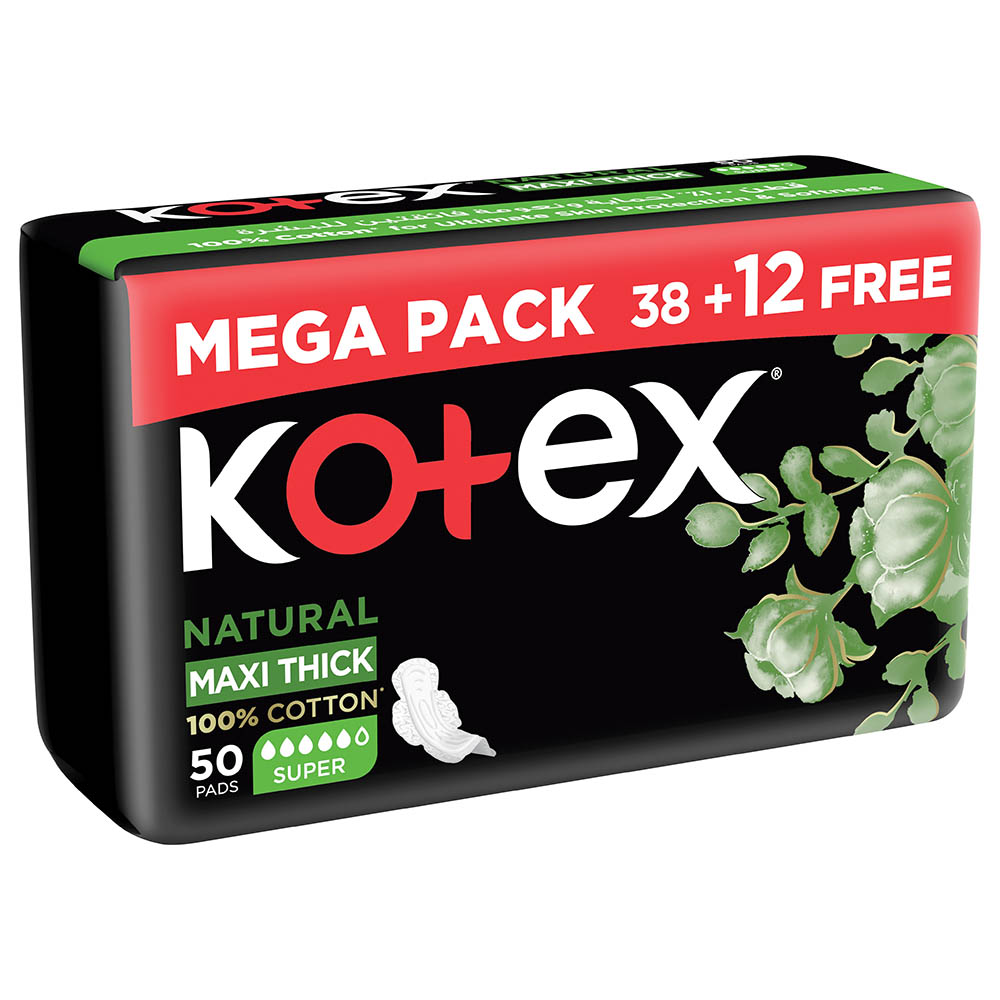 Order Kotex - Maxi Day Natural Cotton Super Sanitary Pads Pack Of 50 ...