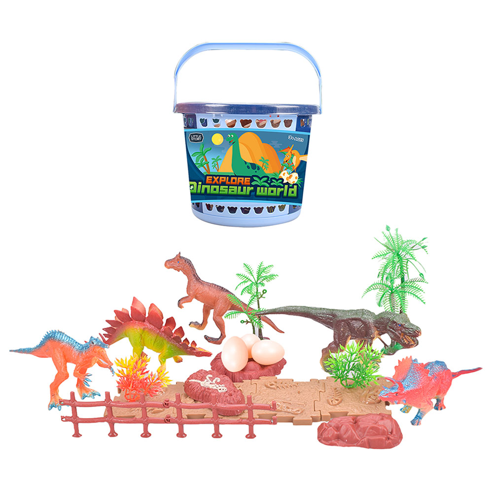 Order Little Story - Dinosaur World Bucket Set - 21Pcs Now! | Jomla.ae