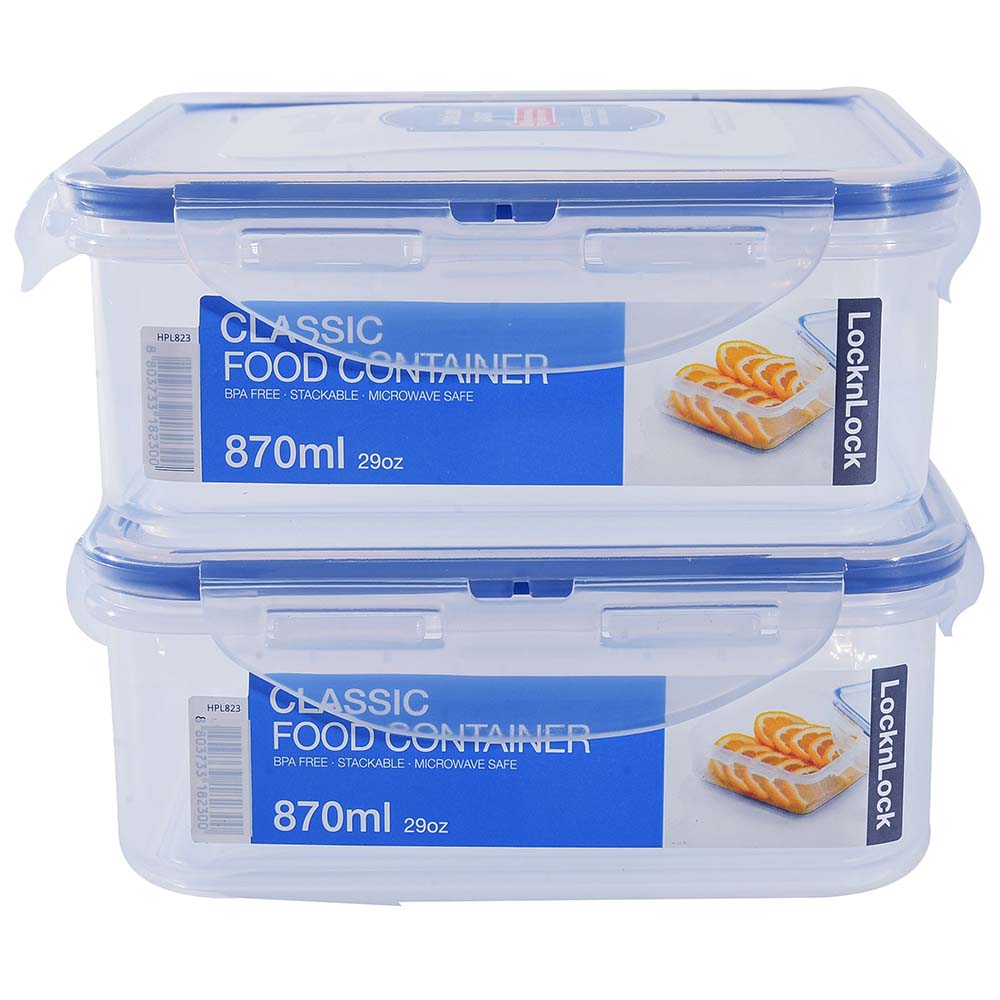 Order Lock&Lock - Square Food Container 870ml - Pack of 2 Now! | Jomla.ae