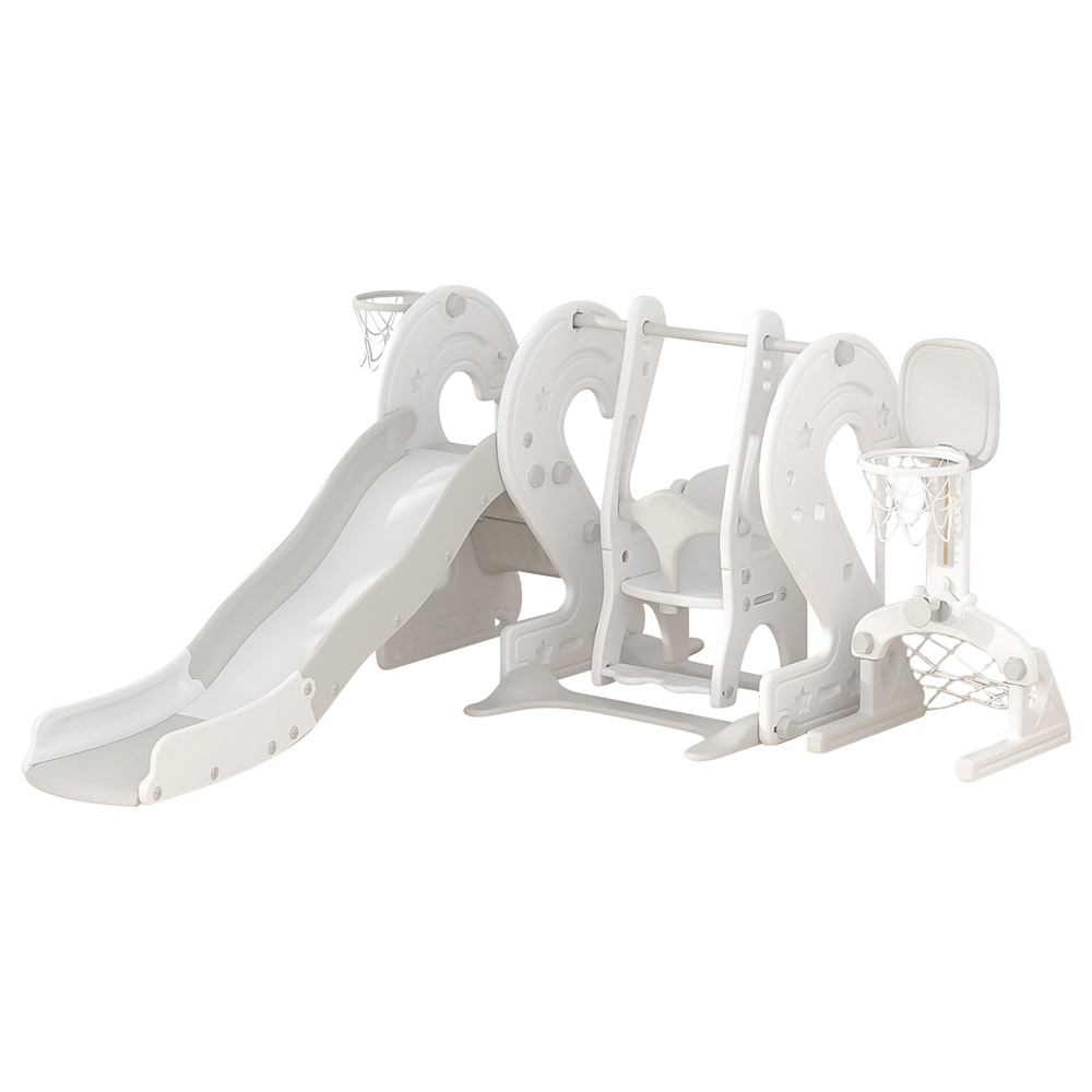 Order Lovely Baby - Slide & Swing Set w/ Hoop & Football Goal - White ...