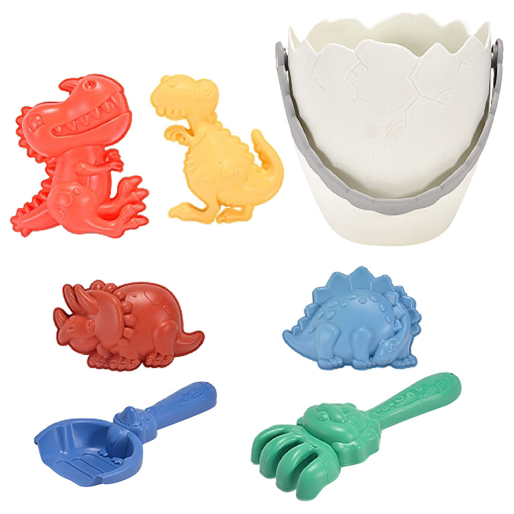 Order Mondo - Dinosaur Bucket Egg Beach Sand Toy Set - 7pcs Now! | Jomla.ae