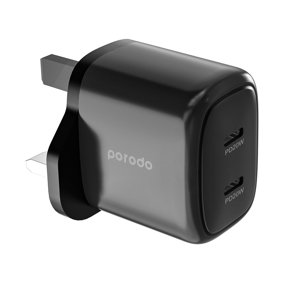 Order Porodo 40W Double USB C Charger UK - Black Now! | Jomla.ae