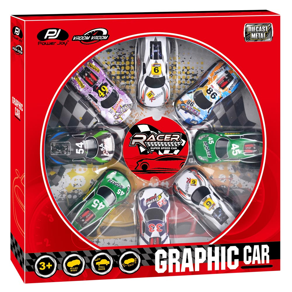 Order Power Joy - Vroom Vroom Pullback Graphic Car 8pcs Now! | Jomla.ae