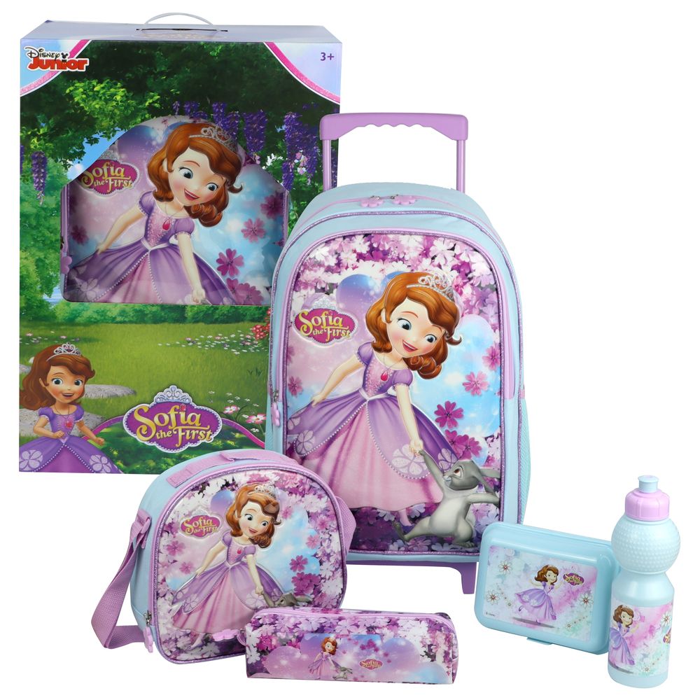 اطلب مجموعة صوفيا الاولى المدرسية للبنات 5 في 1 شنطة ظهر ترولي 46 سم وحقيبة غداء ومقلمة وزجاجة ...