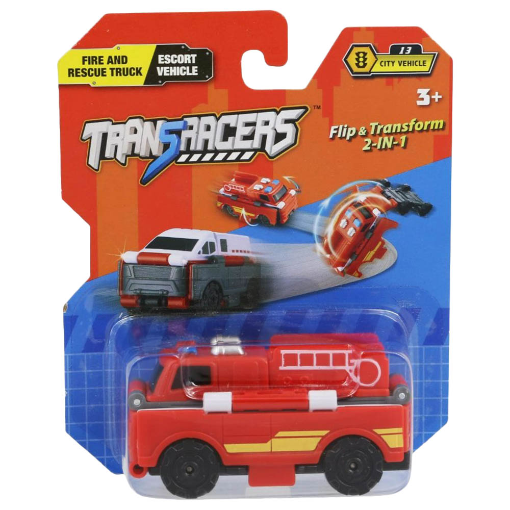 Transracers - 2-In-1 Flip Fire Engine Car To Transport Vehicle | Jomla.ae