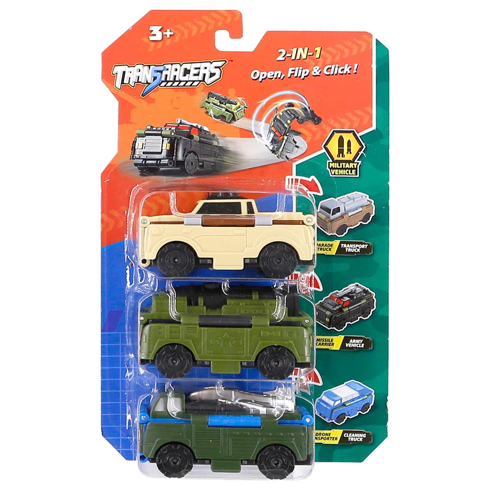Transracers - Blister Card Pack of Military Vehicle - 3pcs | Jomla.ae