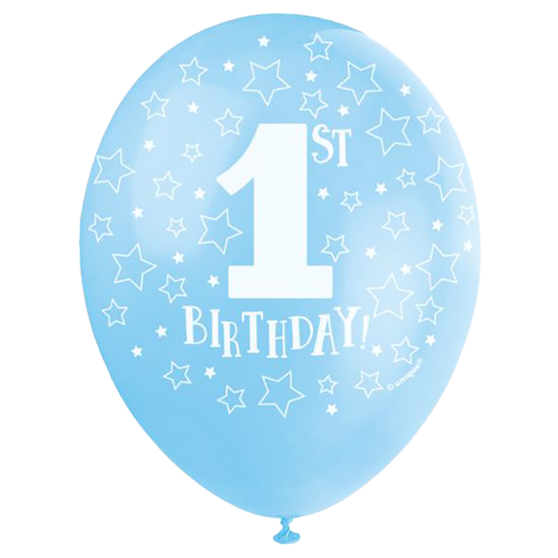 Order Unique - 12" Blue 1st Birthday Balloons Now! | Jomla.ae