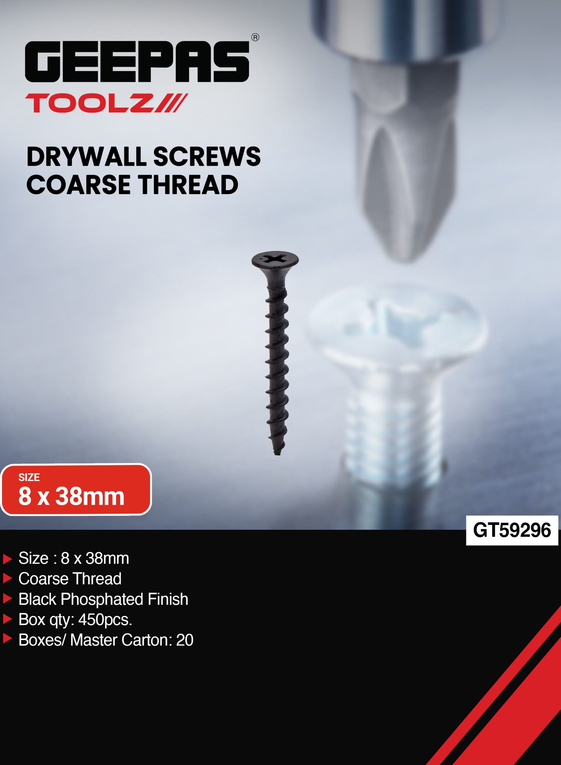 Geepas Drywall Screws Coarse Thread , Pack Of 450 Pieces, Black ...