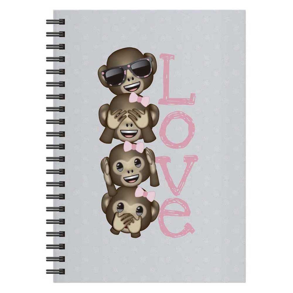 emoji - Love Monkeys Wire-O A4 Notebook - Brown | Jomla.ae