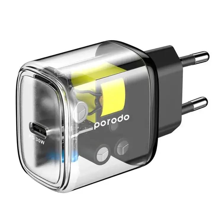 Order Porodo 30W Transparent Quick Charger USB-C Power Delivery UK - Black Now! | Jomla.ae