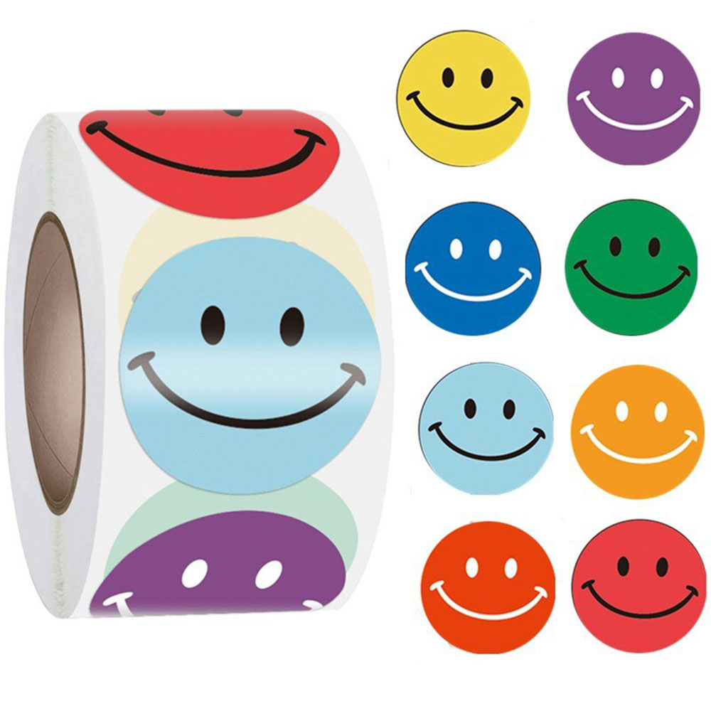Wownect Color Full Smileys Stationary Stickers Round [1inch][500 Pcs ...