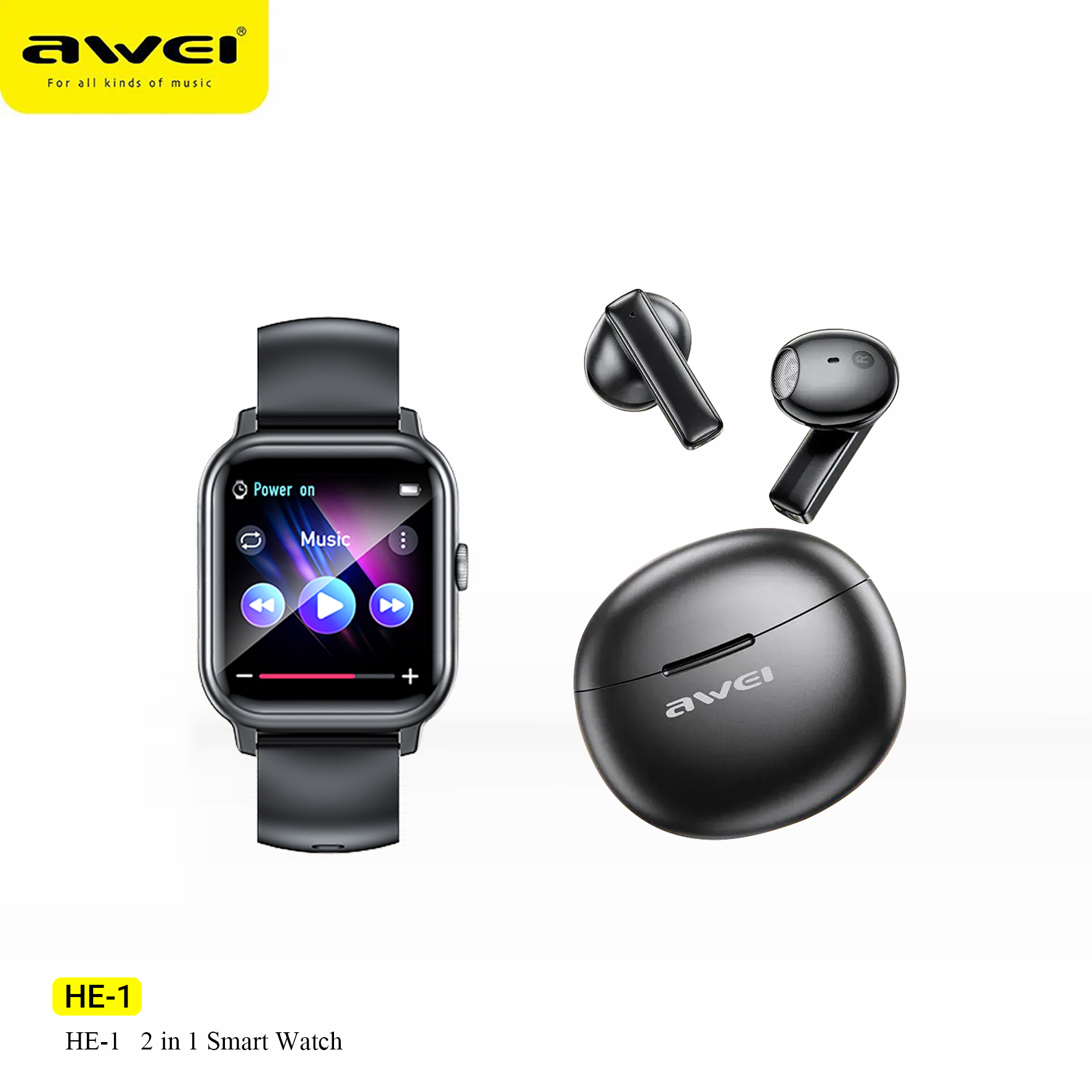 Order Awei HE-1 Combo H41 Smart Watch + T87 TWS Bluetooth 5.3 Earbuds Wireless Bluetooth ...