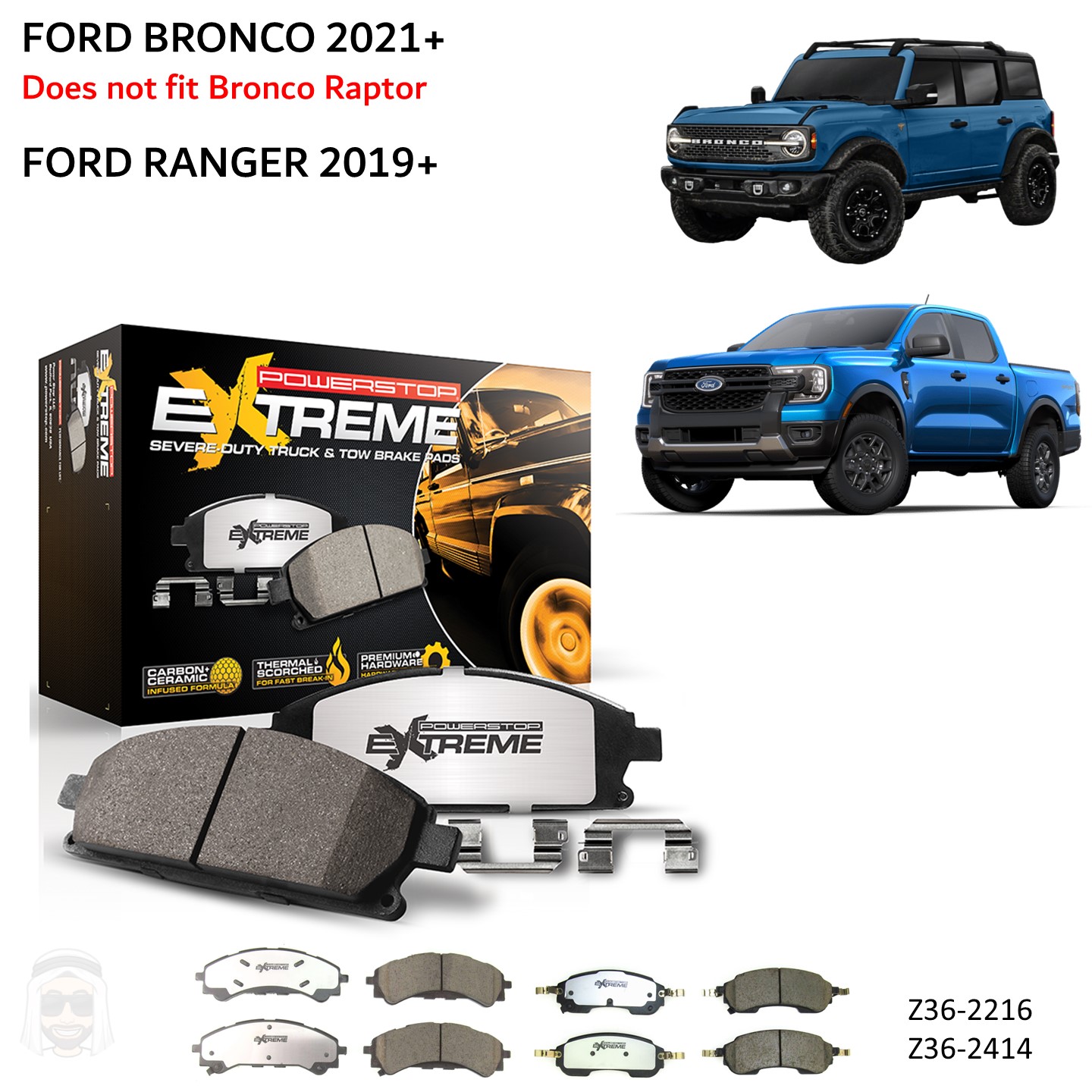 Ford Bronco and Ranger - Carbon Fiber Ceramic Brake Pads by PowerStop ...