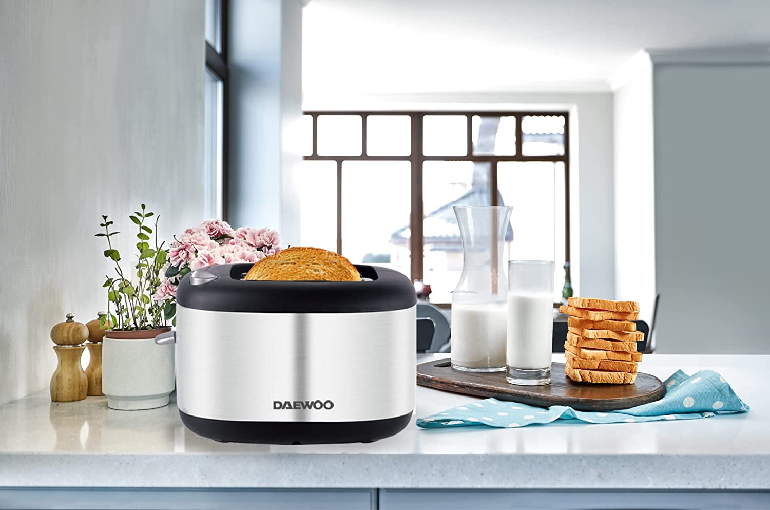 Order Daewoo 800w 2 Slice Stainless Steel Bread Toaster Now! | Jomla.ae