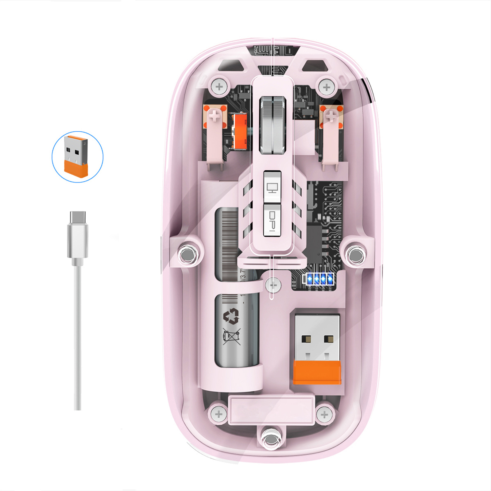 O Ozone Bluetooth Wireless Mouse, Transparent Magnetic Mouse Triple ...