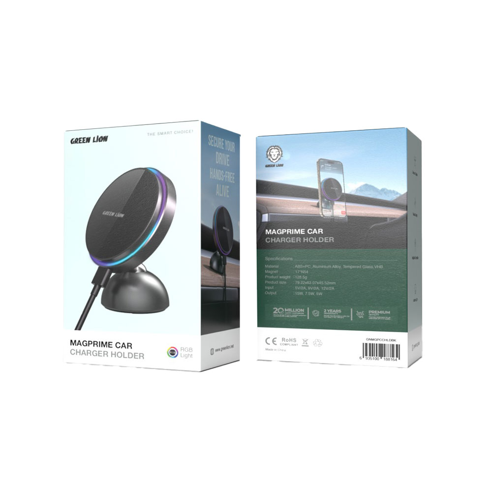 Green Lion MagPrime Car Charger Holder - Black | Jomla.ae