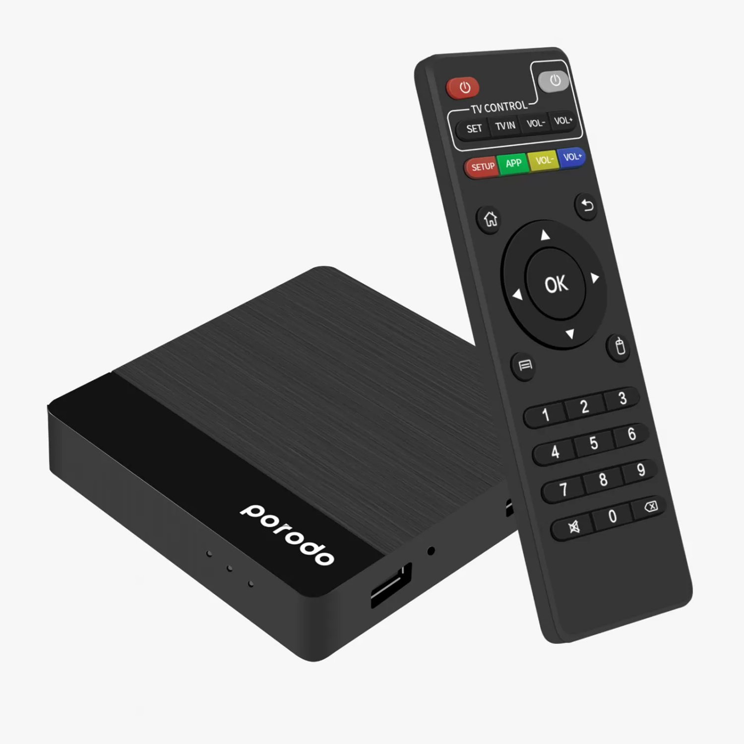 اطلب رسيفر يدعم ال 4K أسود بورودو Porodo Android TV Box 1+8 GB Support ...