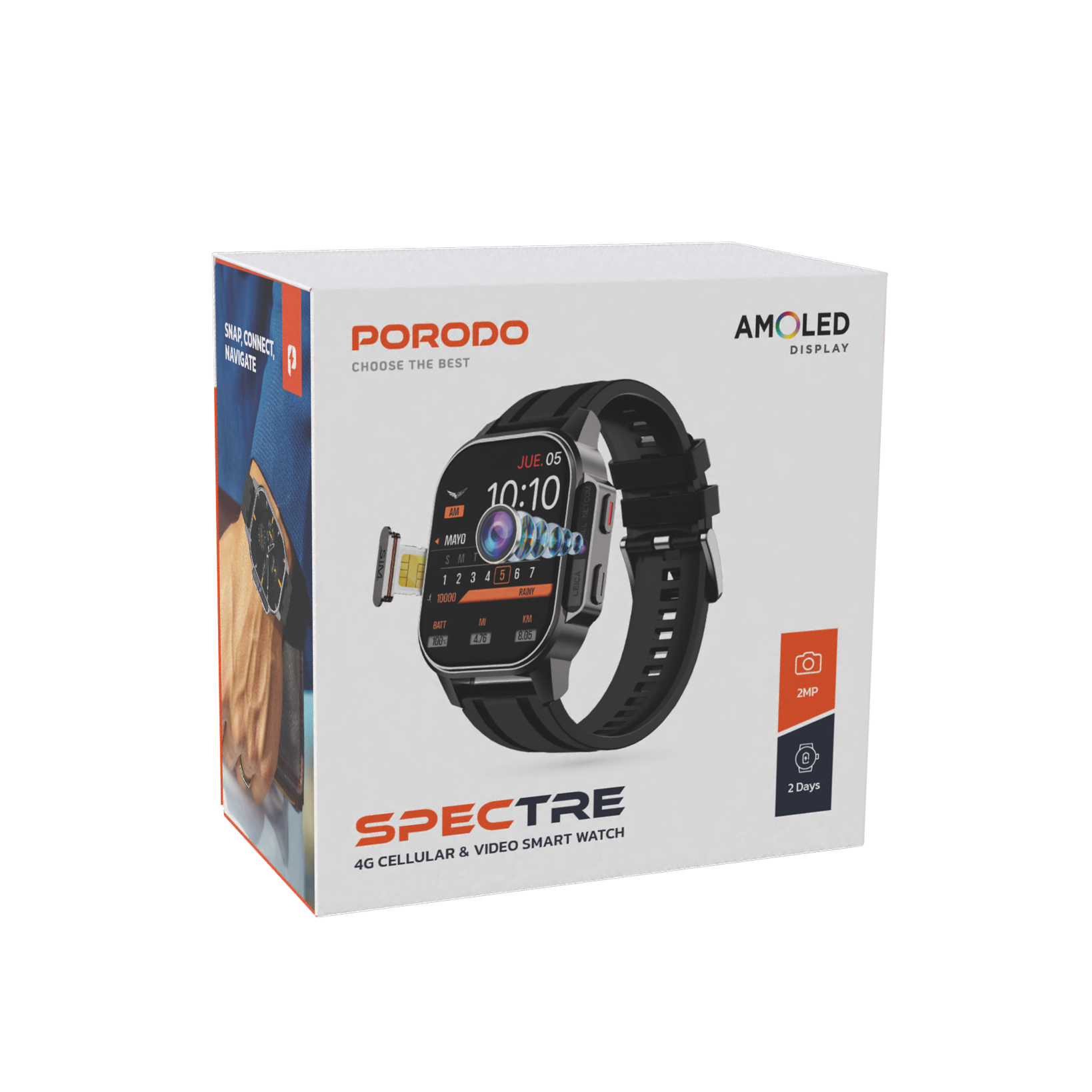 Order Porodo Spectre Smart Watch with Double Camera Black dial and ...
