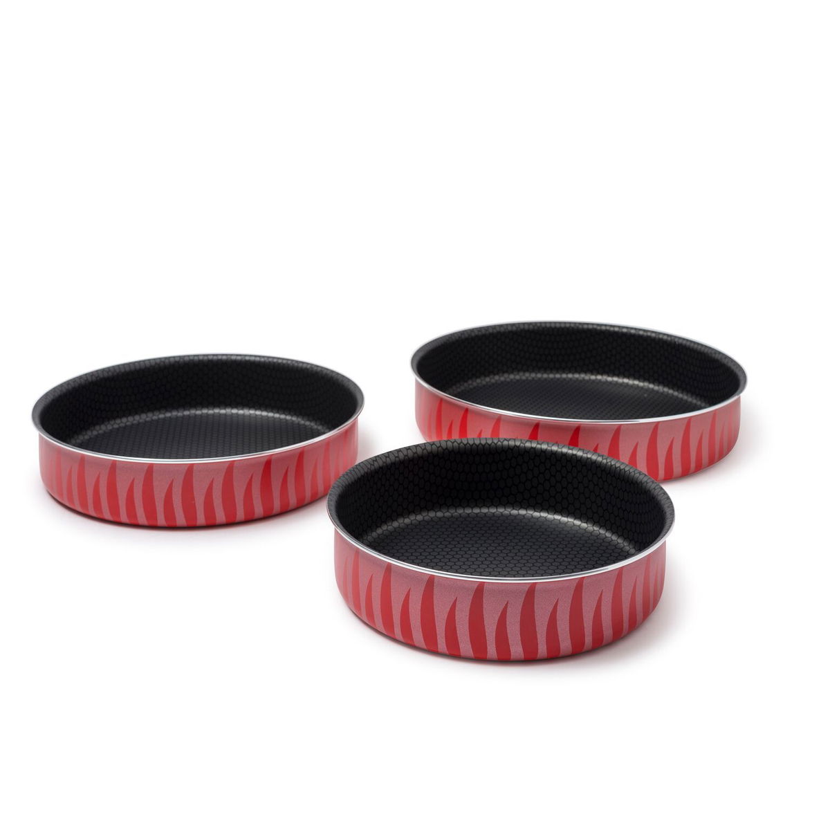 Al Saif Gallery Red Flame Trays Set, Round Oven 3 Pieces | Jomla.ae