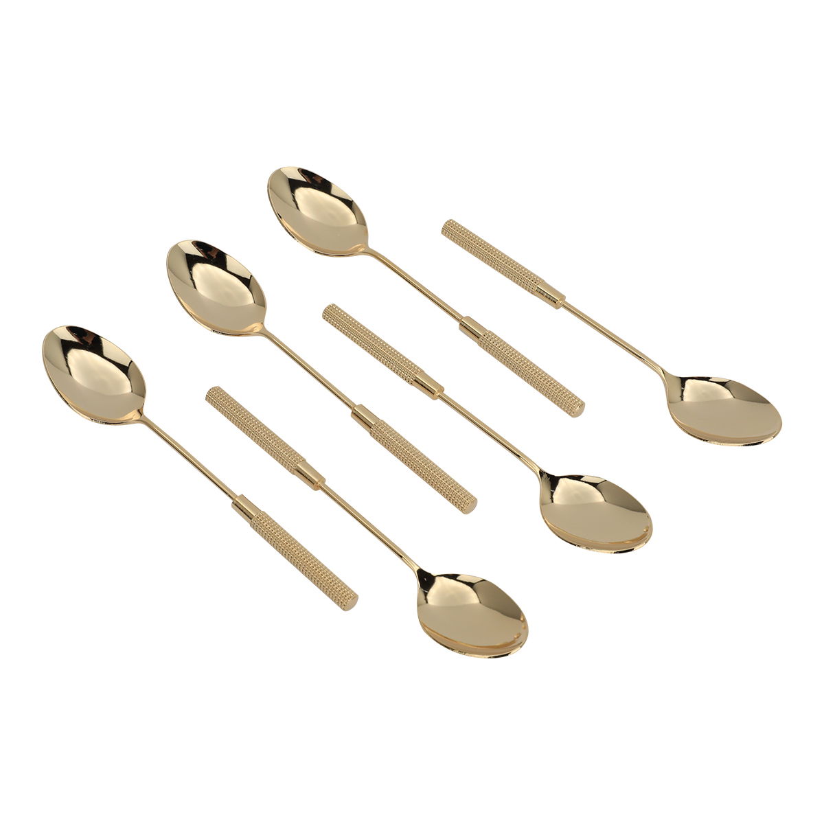Al Saif Gallery Golden Tea Spoons Set With Japanese Spike Hand 6 Pieces ...