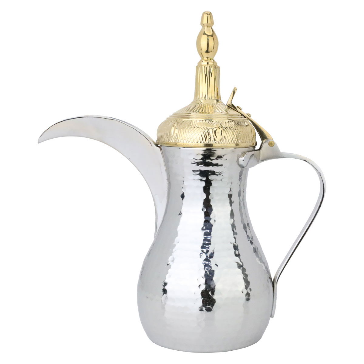 Al Saif Gallery Indian Dallah Large Silver Engraved With Gold | Jomla.ae