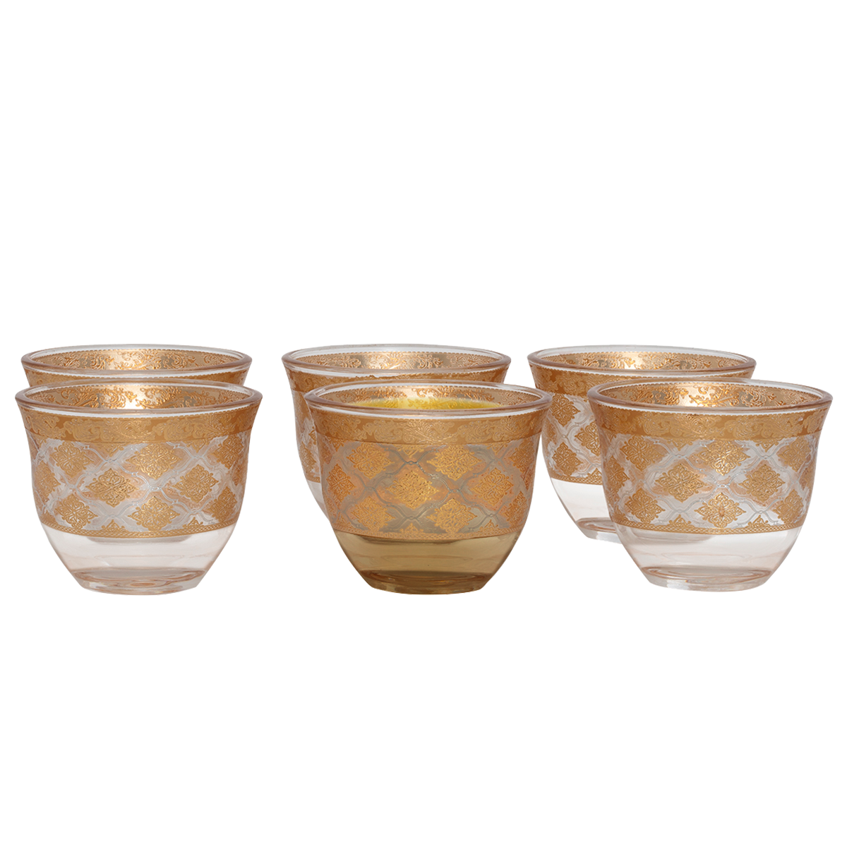 Al Saif Gallery A Set Of 6-Piece Embossed Glass Arabic Coffee Cups ...