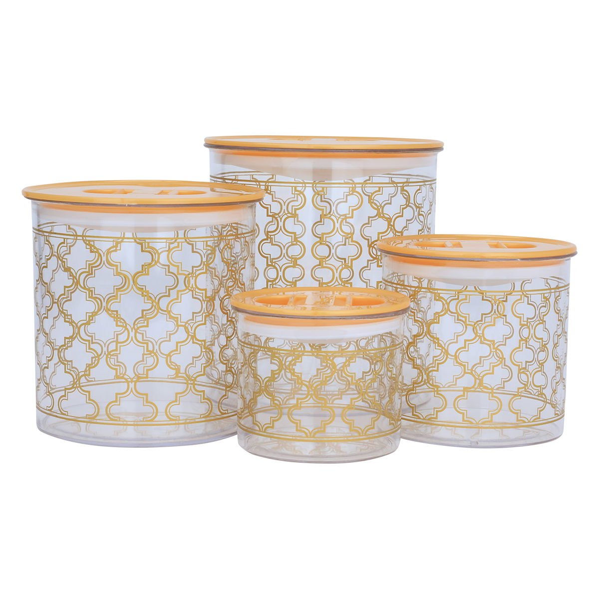 Al Saif Gallery Gold Pattern Round Plastic Box Set 4 Pieces | Jomla.ae