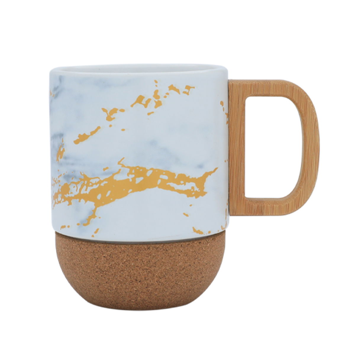 Al Saif Gallery Porcelain Mug White-Gold, With Wooden Handle, 260 Ml ...
