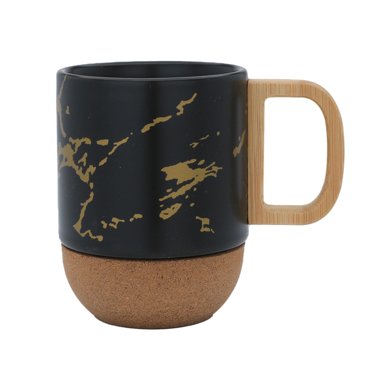 Al Saif Gallery Mug Black-Gold Porcelain With Brown Base 260Ml | Jomla.ae