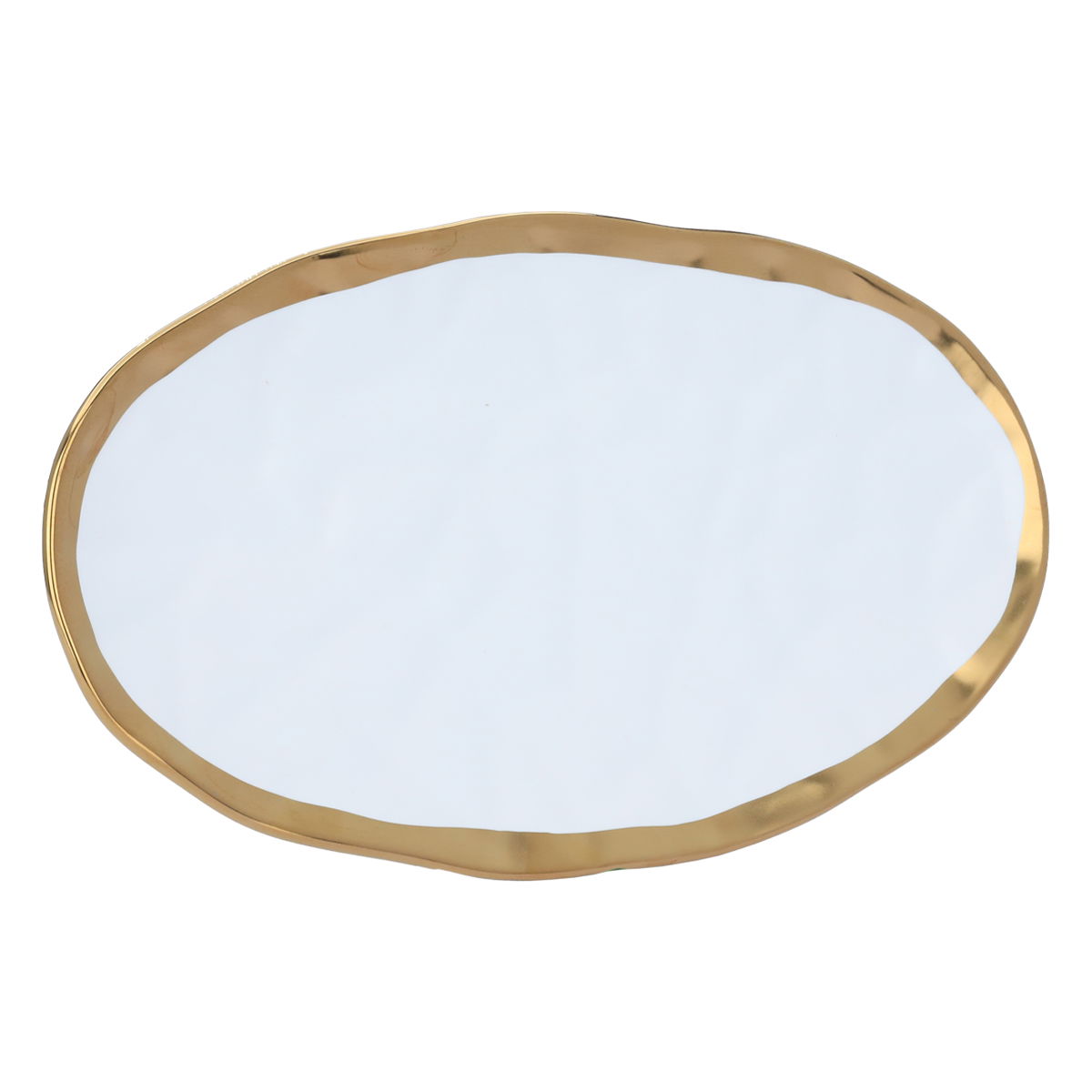 Al Saif Gallery White Oval Porcelain Serving Plate With Small Golden ...