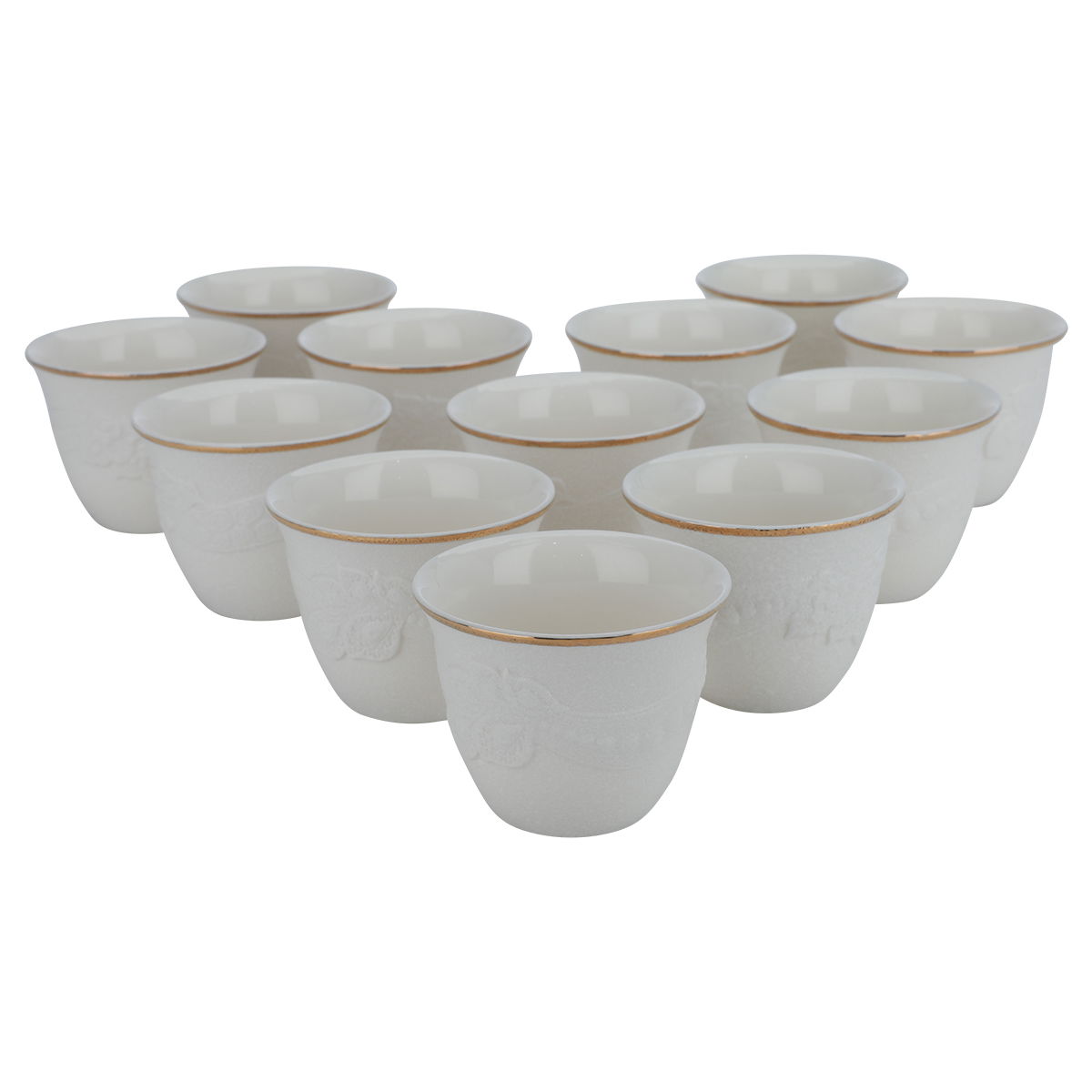 Al Saif Gallery Coffee Cups White With Leaf Pattern And Gold Line 12 ...