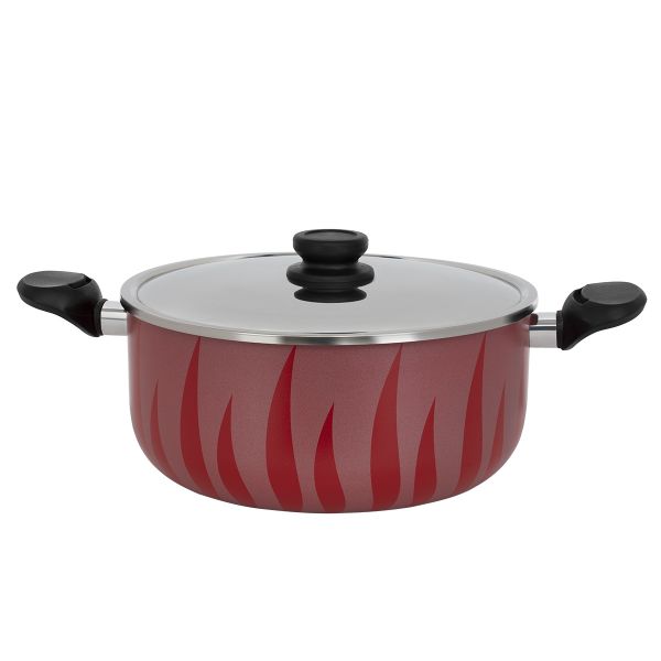 Al Saif Gallery Red Flam Red Cooking Pot With Steel Lid 24Cm | Jomla.ae