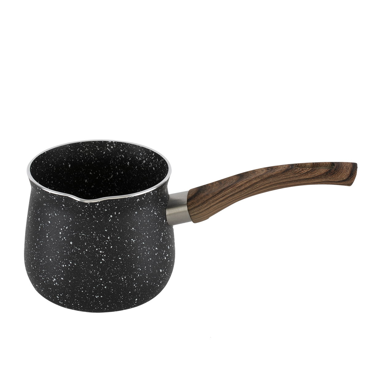 Al Saif Gallery Black Granite Pot With Wood Handle 12.5Cm | Jomla.ae